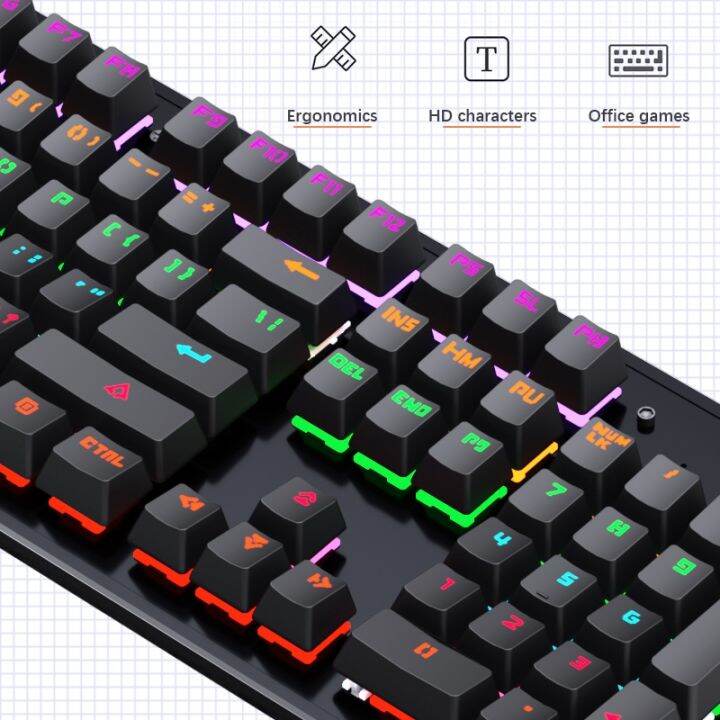 Leaven K880 Keyboard Mechanical Gaming RGB Backlitight 104 Keys Rainbow PC Wired Windows Mac ...