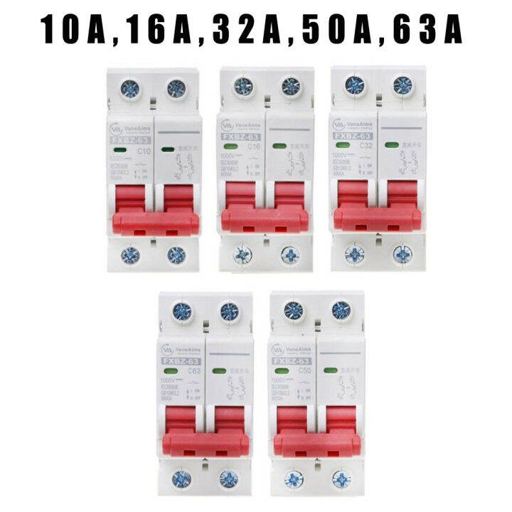 2P DC1000V Solar Mini Circuit Breaker 10A/16A/32A/50A/63A DC ...