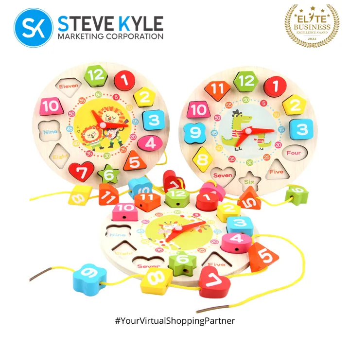 Early Learning Cartoon Animals Educational Wooden Beaded Geometry ...