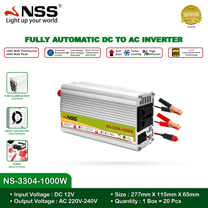 NSS - 1000W Fully Automatic DC 12V To AC 220-240V Inverter | Lazada PH