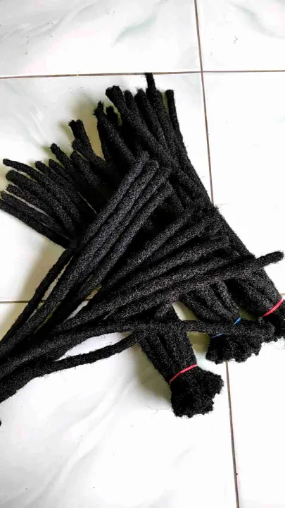 Rambut gimbal / dreadlock sintesis hitam 35cm per lusin isi 12 batang ...