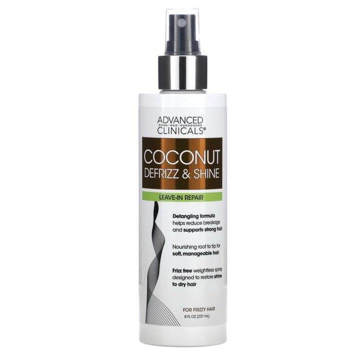 Advanced Clinicals, Coconut Leave-In Repair, 8 fl oz, Defrizz & Shine ...