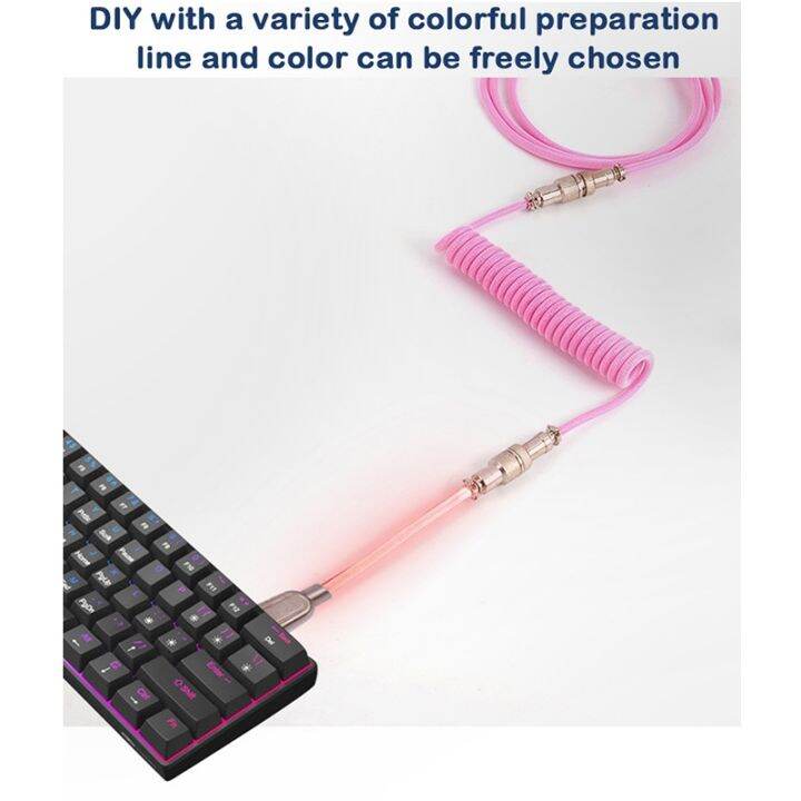 RGB Coiled Stretchable Gaming Mechanical Keyboard USB Type-C Anti Knot ...