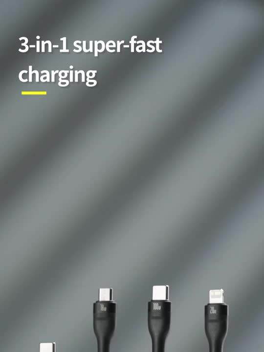 Baseus 100วัตต์3 In 1 Type C เคเบิ้ลสำหรับ 13 Pro Max ด่วนชาร์จ Micro ...