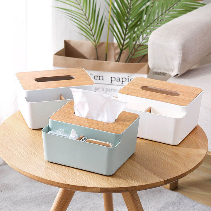 Spot parcel post Desktop Tissue Simple Multifunctional Wooden Lid Paper ...