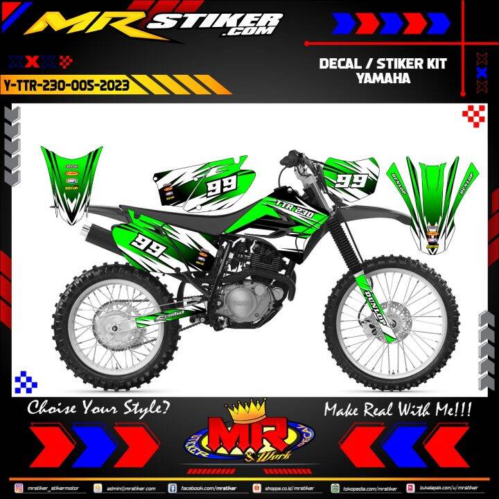 Decal Kit Stiker Motor Yamaha TTR 230 Decal Race Tracker Motocross ...