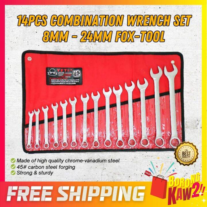 8mm - 24mm CRV 14pcs Set Chrome Vanadium YETI Spanner Set Combination ...