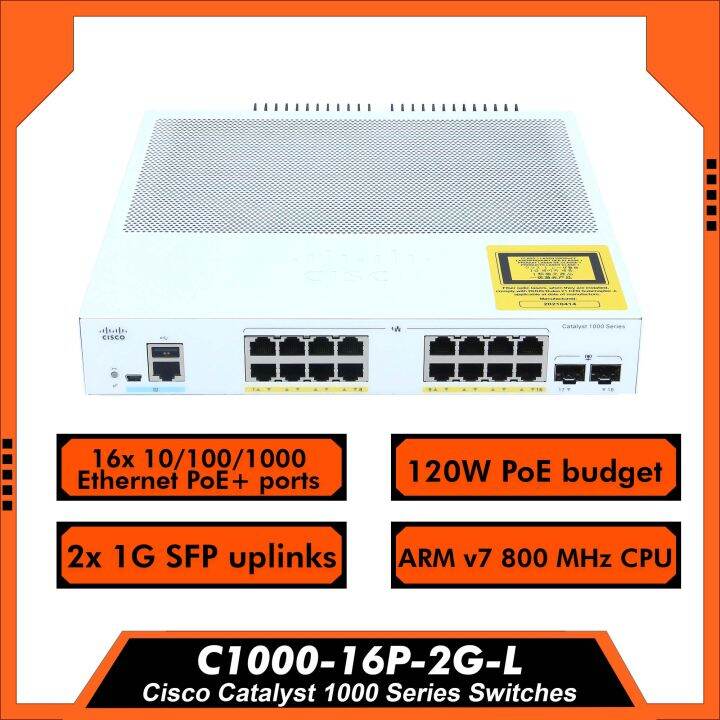 Cisco Catalyst 1000 Series Switches│C1000-16P-2G-L│16x 10/100/1000 ...