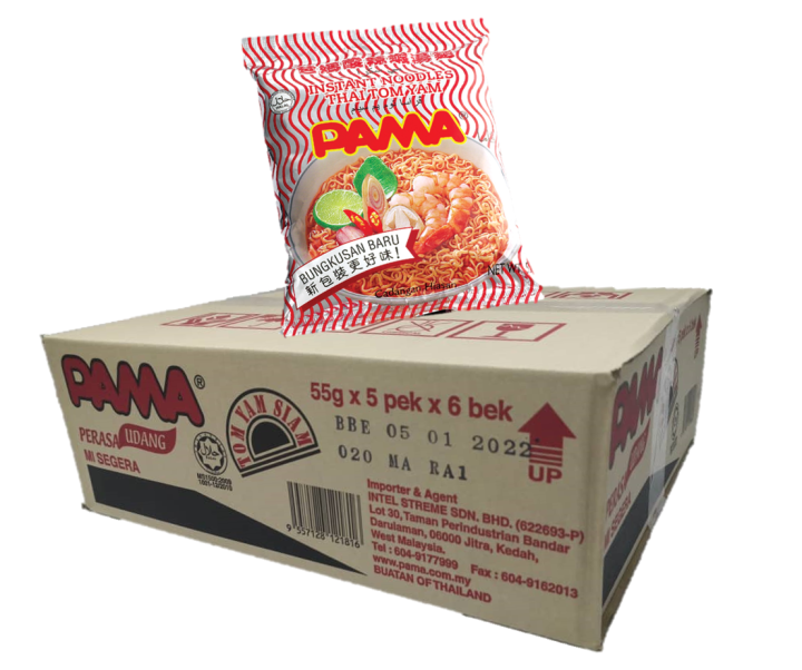 [BOX] PAMA Instant Noodles Thai Tom Yam (55gx5pktsx6bags) Halal ...