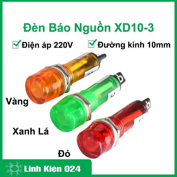 Đèn led báo tín hiệu nguồn XD10-3 điện áp 220VAC 10mm màu đỏ / xanh lá / vàng | Lazada.vn