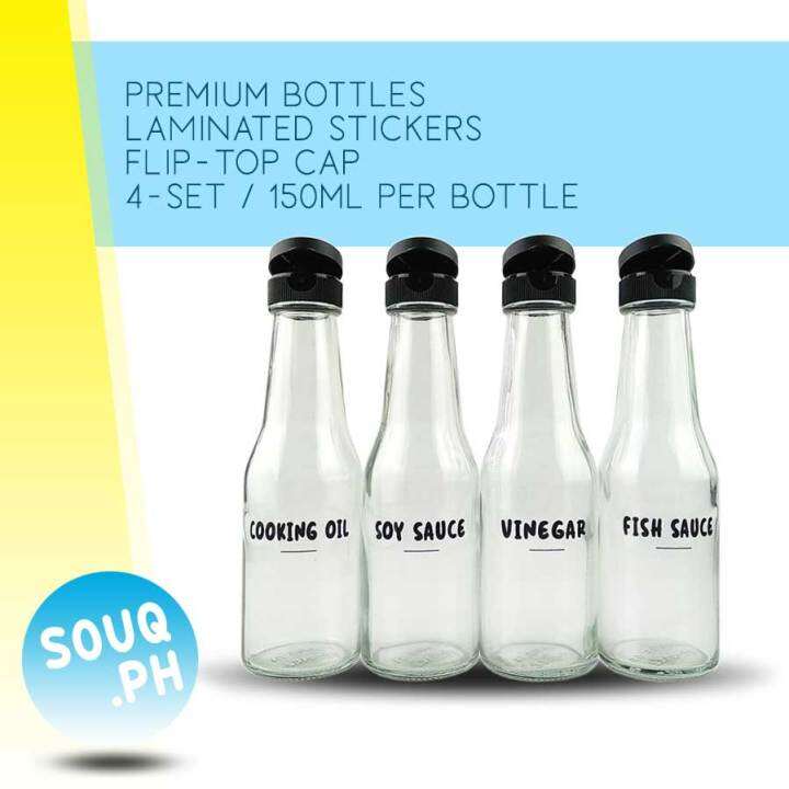 THICK PREMIUM CONDIMENTS BOTTLE WITH LAMINATED LABELS FLIPTOP CAP ...
