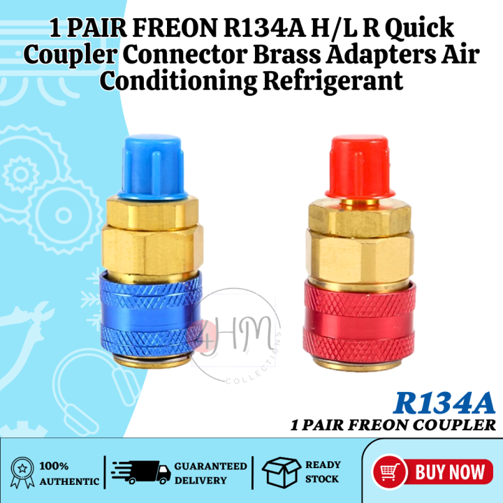 FOURHMC 1 PAIR FREON R134A H/L R Quick Coupler Connector Brass Adapters ...