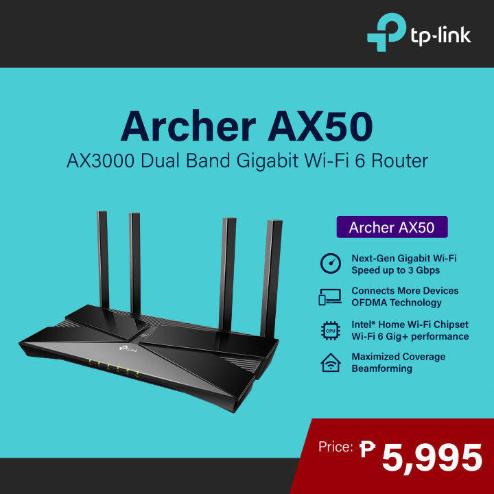 WOW | TP Link | Archer AX50 AX3000 Dual Band Gigabit Wi-Fi 6 Router ...