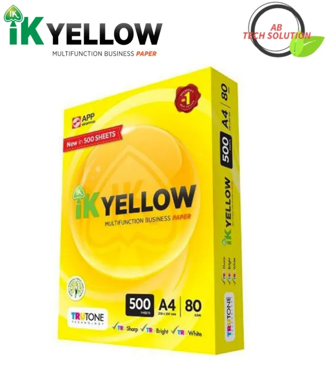 IK Yellow 500s 80gsm A4 paper 1 Ream (500 sheets/ream) | Lazada