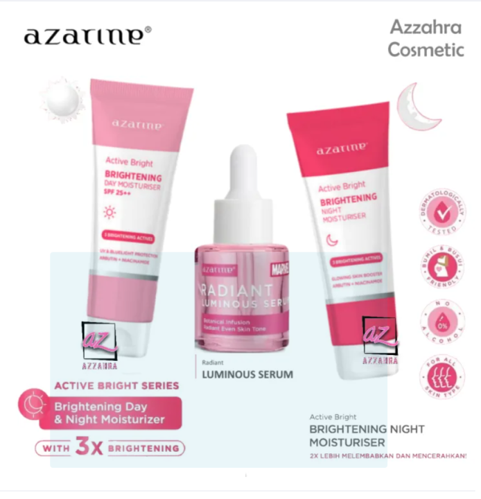 Azarine Active Bright Treatment Series | Perawatan Wajah | Brightening ...