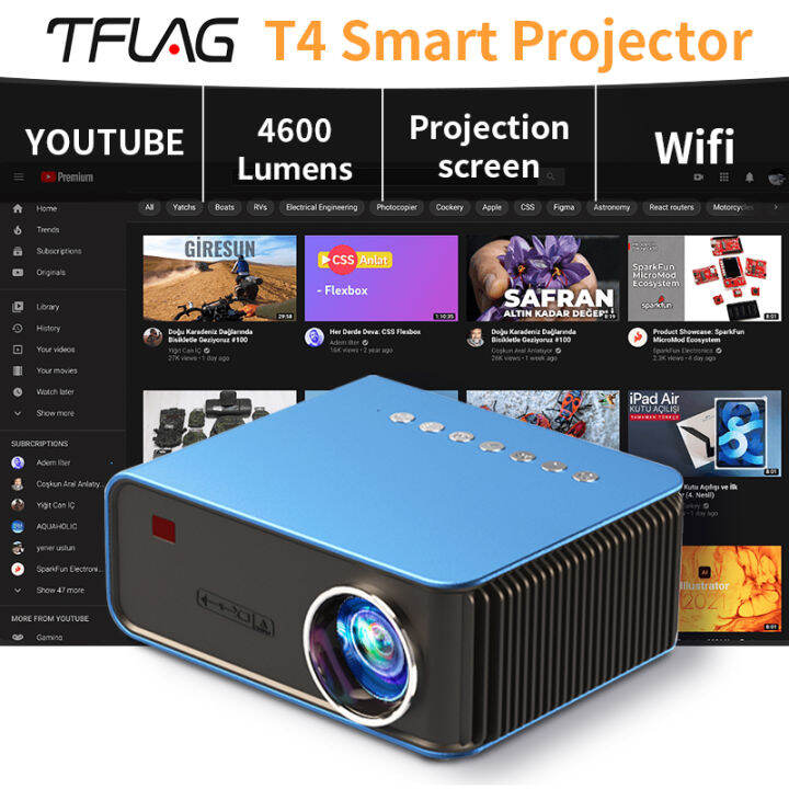 TFlag T4 Projector Mini Portable LED Support 1080P HD Home Theater ...