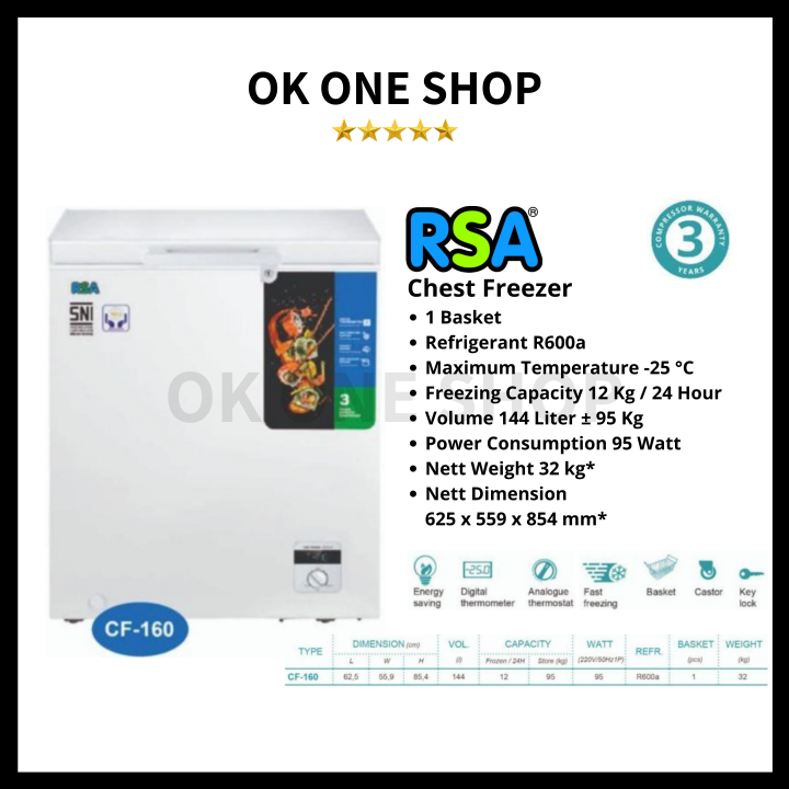 RSA Chest Freezer CF-160 144L | Lazada Indonesia