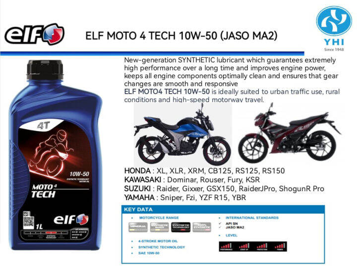 ELF MOTO 4 TECH 10W-50 (JASO MA2) | Lazada PH