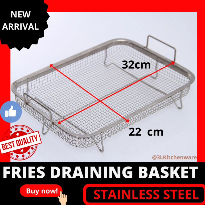 Stainless Steel Rectangle Strainer Basket -Large Capacity With Grip ...