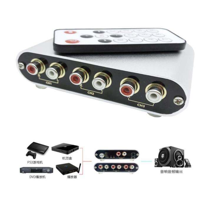Av Switcher 3 Input 1 Output 1 Input 3 Output Rca Audio Signal Selector Remote Switch For