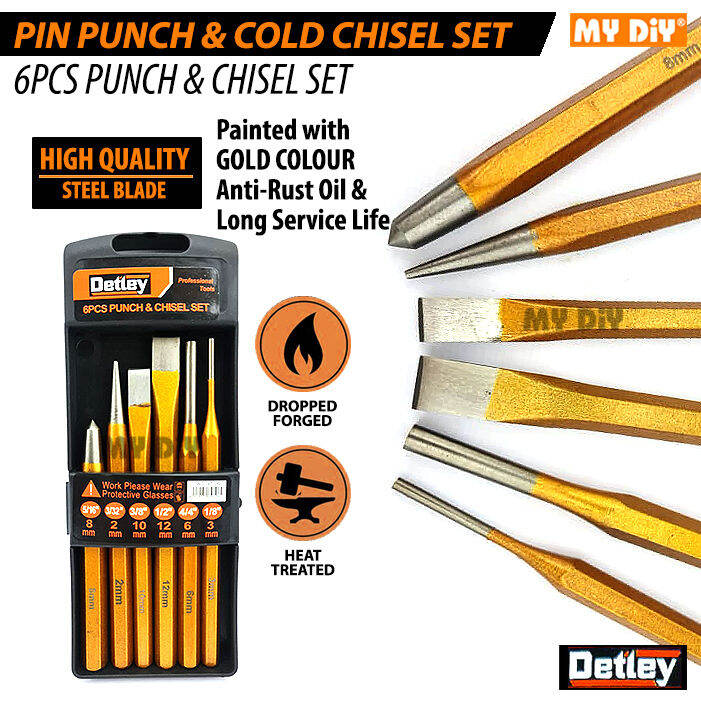 DIYHARDWARESTATION - DETLEY 6PCS PIN PUNCH SET 12PCS COLD CHISEL AND ...
