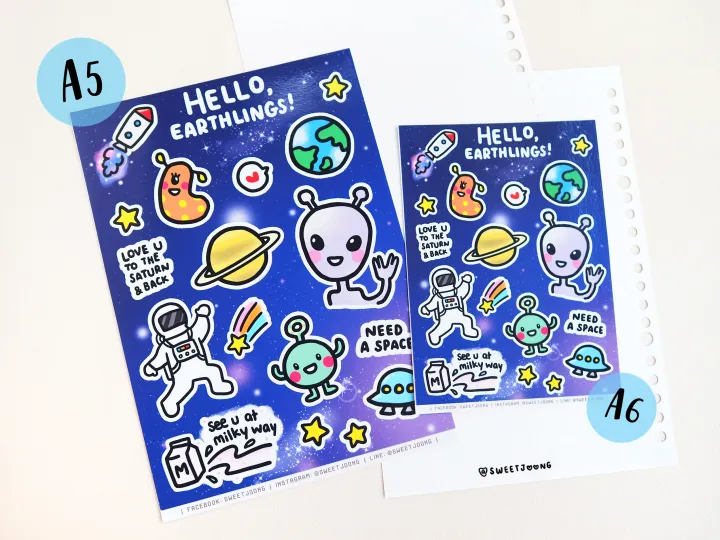 SWWETJOONG - STICKER "Hello Earthlings!" : สติ๊กเกอร์ ขนาด A5 & A6 ...