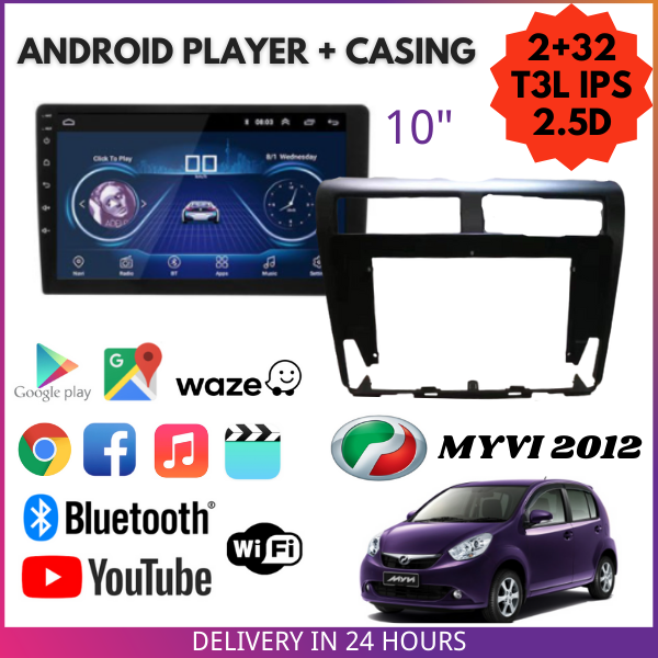 PERODUA MYVI LAGI BEST / MYVI 2012 2013 2014 2+32Gb 10 INCH T3L IPS 2.5D Android Player With ...