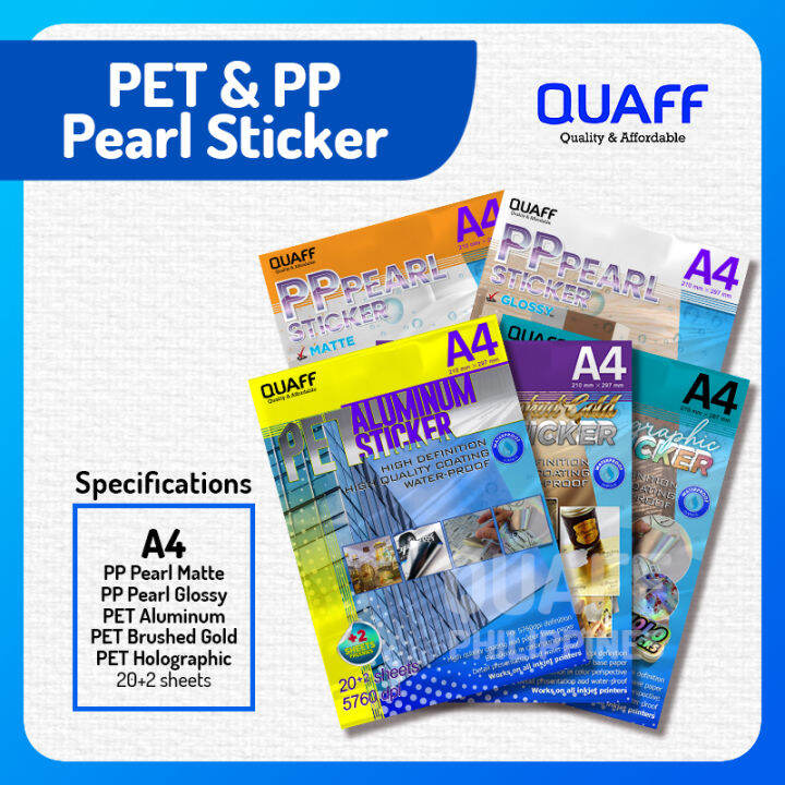 Quaff Pet Printable Label Sticker Waterproof 180Gsm A4 Size (20+2 ...