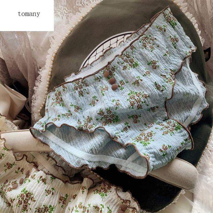 TOMANY กางเกงโลลิต้าแบบผ้าฝ้ายเด็กผู้หญิงชุดชั้นในลายดอกสำหรับผู้หญิง ...