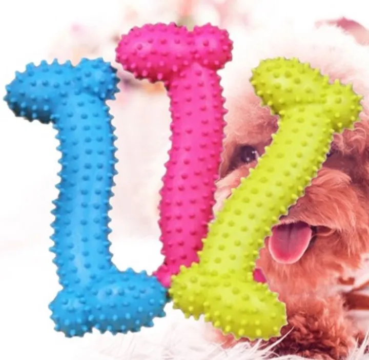 Rubber Thorn Bone Pet Toy Dog Training Play Chewable Bone Molar Toy for ...