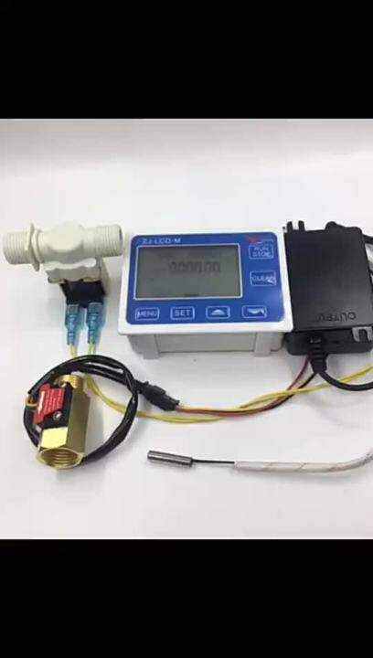 ZJ-LCD-M Flow Meter Controller with 34" valve Turbine Flow sensor 34 ...