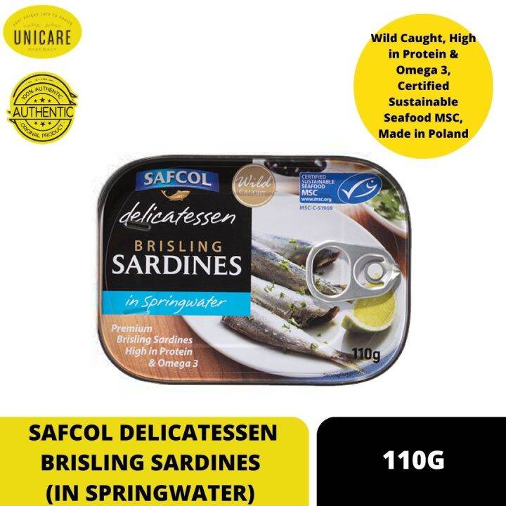 SAFCOL DELICATESSEN BRISLING SARDINES (IN SPRINGWATER) 110G. Wild ...