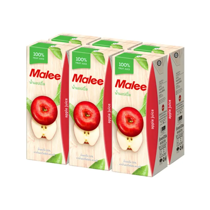 Malee 100% Apple Juice 200 ml. X 6 boxes.มาลี น้ำแอปเปิ้ล 100% 200 มล. ...