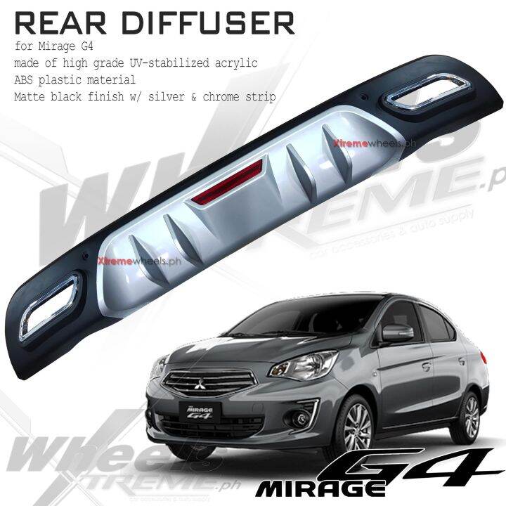 Mirage G4 2013-2017 Rear bumper Diffuser Black / silver ( mirage G4 ...