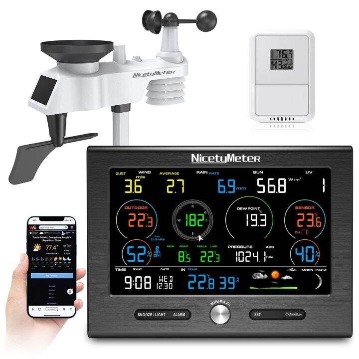 Original 0370 Wifi Weather Station Outdoor Sensor Rain Gauge Weather ...