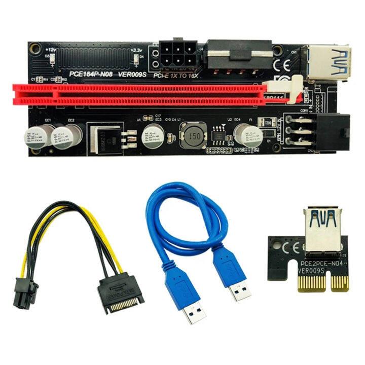 USB คนขุดแร่6Pin คู่ GUAIB 3.0สายไฟการ์ด PCIE ไรเซอร์การ์ดซาต้าต่อ VER ...