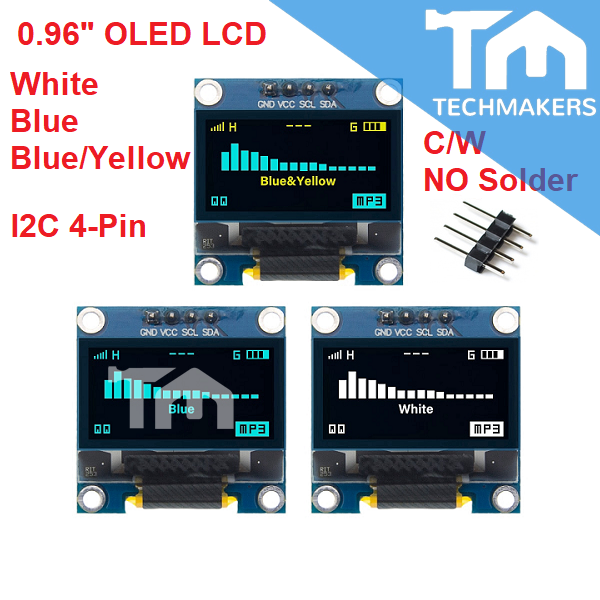 4-Pin 0.96"/1.3" White/Blue/Yellow blue 0.96 inch OLED 128X64 OLED ...