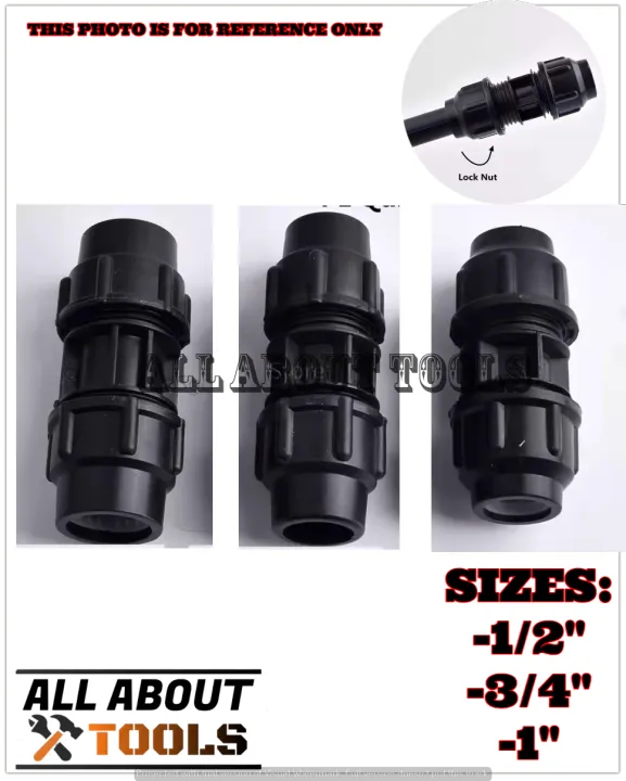 (AAT) 1PCS PE Compression Coupling Straight Coupling (1/2", 3/4" & 1") PE Quick Connect Pipeline ...