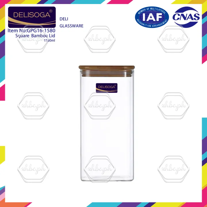 Deli Delisoga ️1580ml Glassware Food Storage Canister Glass Jar Bamboo ...