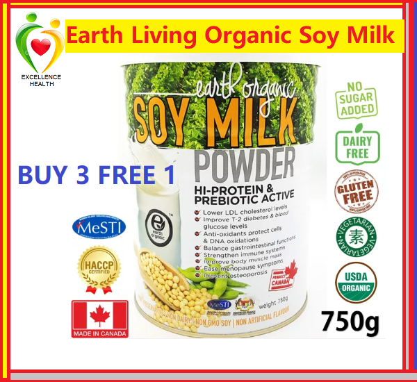 Earth Living Organic Soy Milk Powder (Hi Protein & Prebiotic Active ...