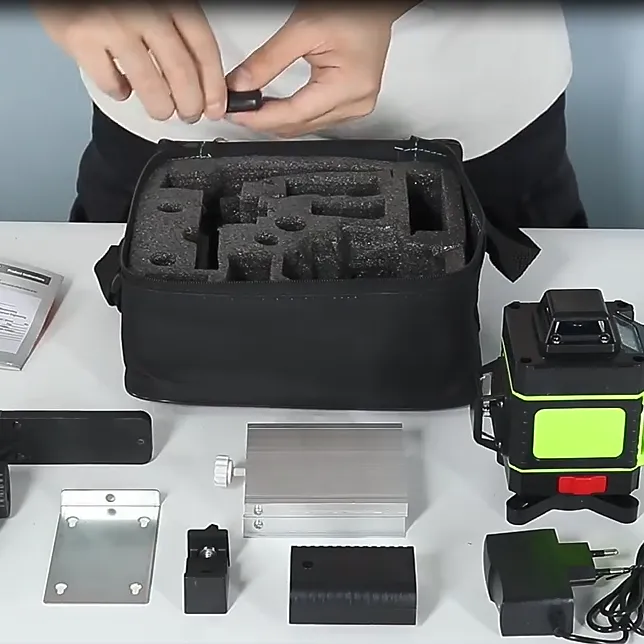 FASGET 16สายเลเซอร์ระดับ4D เมตรจอแสดงผลดิจิตอลแบตเตอรี่บนวงเล็บผนังยกแพลตฟอร์ม Self-Regulating ...