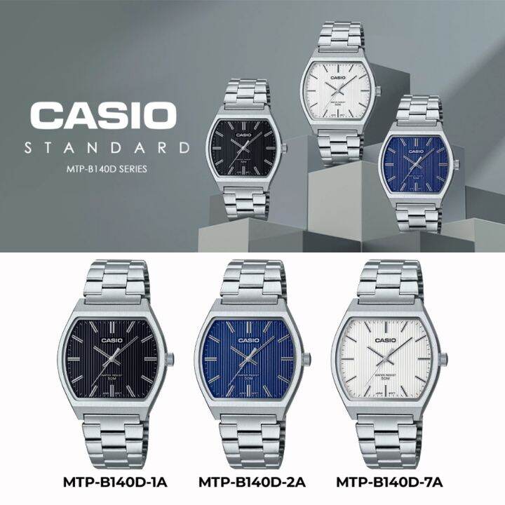 Casio MTP-B140D Fashion Analog Water Resistance Silver Stainless Steel ...