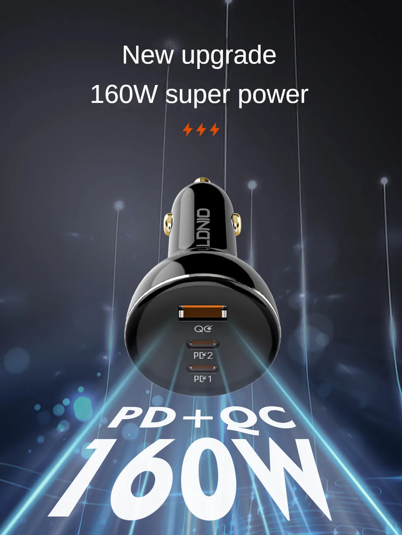 Buy Ldnio 160W 2C+U Full Protocol Quick Car Charger With Type-C To Type - C Cable - Buyerhub ...