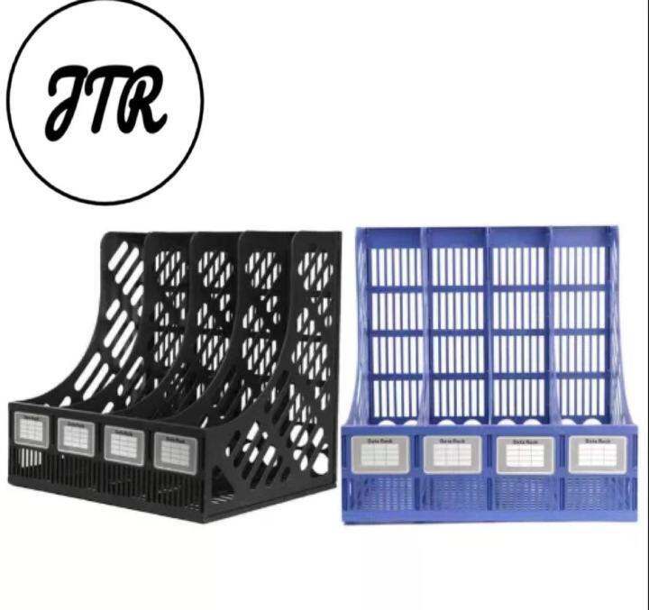 Magazin&Document File Organizer Holder Rack Blue 4 Divider Magazine ...