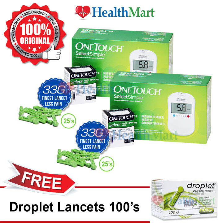 One Touch Select Simple Blood Glucose Monitor With 25s Strips And ...