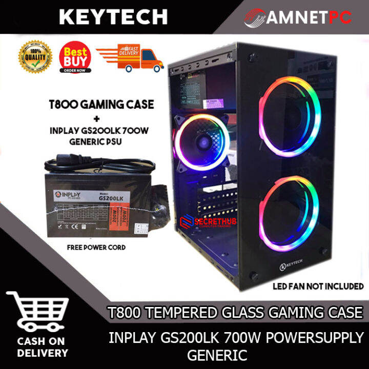 AMNETPC KEYTECH T800 TEMPERED GLASS Side and Front panel, Gaming PC ...