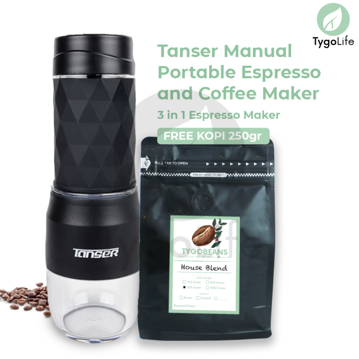 PAKET Biji Kopi + TANSER MOOCOO Espresso Coffee Maker Portable Manual ...