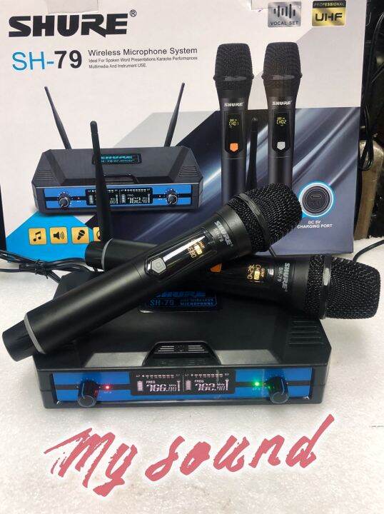 (UHF) SHURE SH-79 DUAL WIRELESS MICROPHONE SYSTEM /TESTED BEFORE SHIP ...