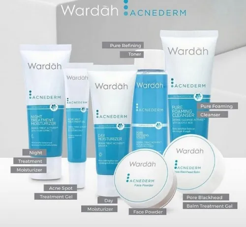 Wardah Acnederm Series Cleanser Toner Day Night Cream Acne Pore / acne ...