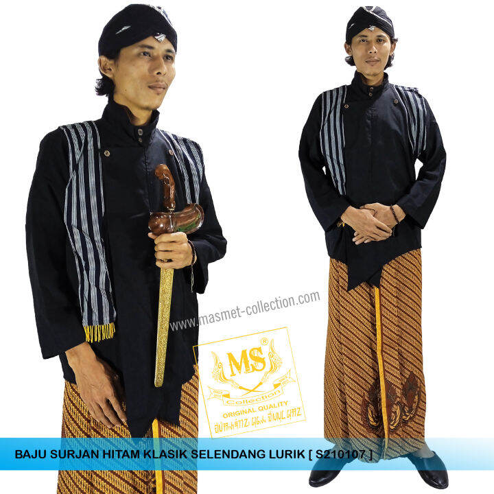 BAJU SURJAN HITAM KLASIK SELENDANG LURIK | Lazada Indonesia